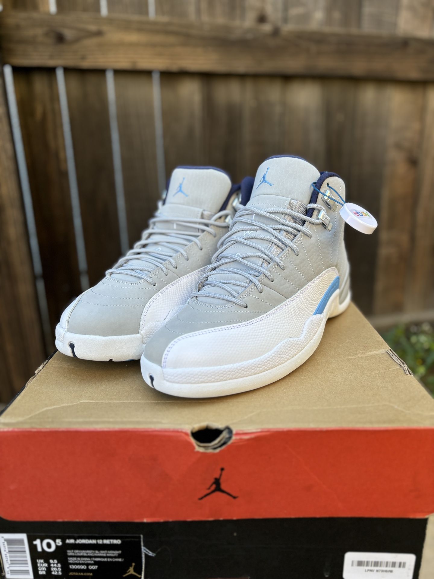 Nike Air Jordan 12 Grey University Blue Unc Size 10.5 for Sale in ...