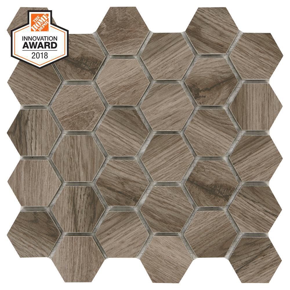 LifeProof Sierra Wood Hexagon 12 in. x 12 in. x 8 mm Glazed Porcelain ...