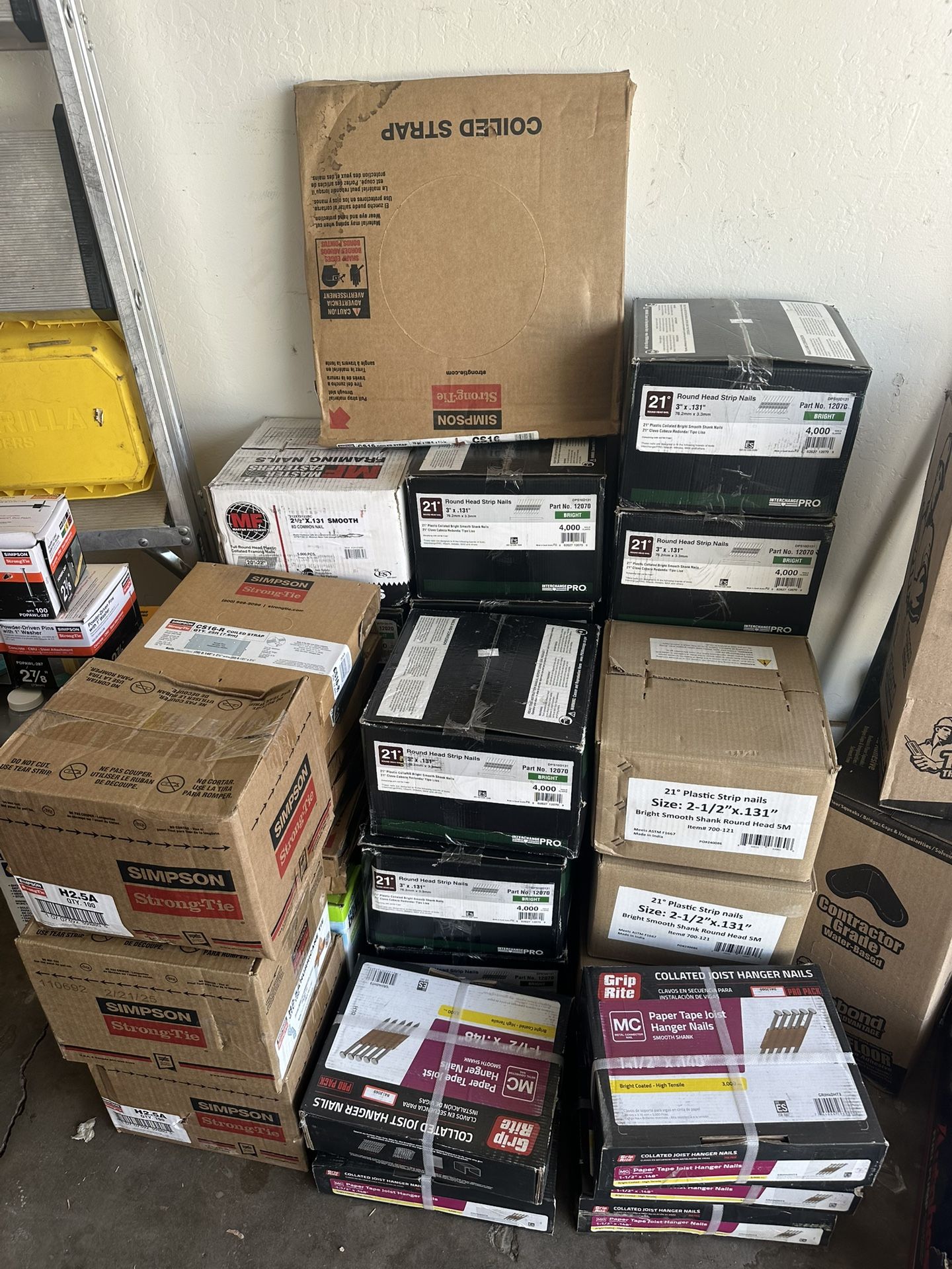 I have enough jarbor to build a house, 3 1/2, 2 3/8, 1 1/2 strap pinz ...