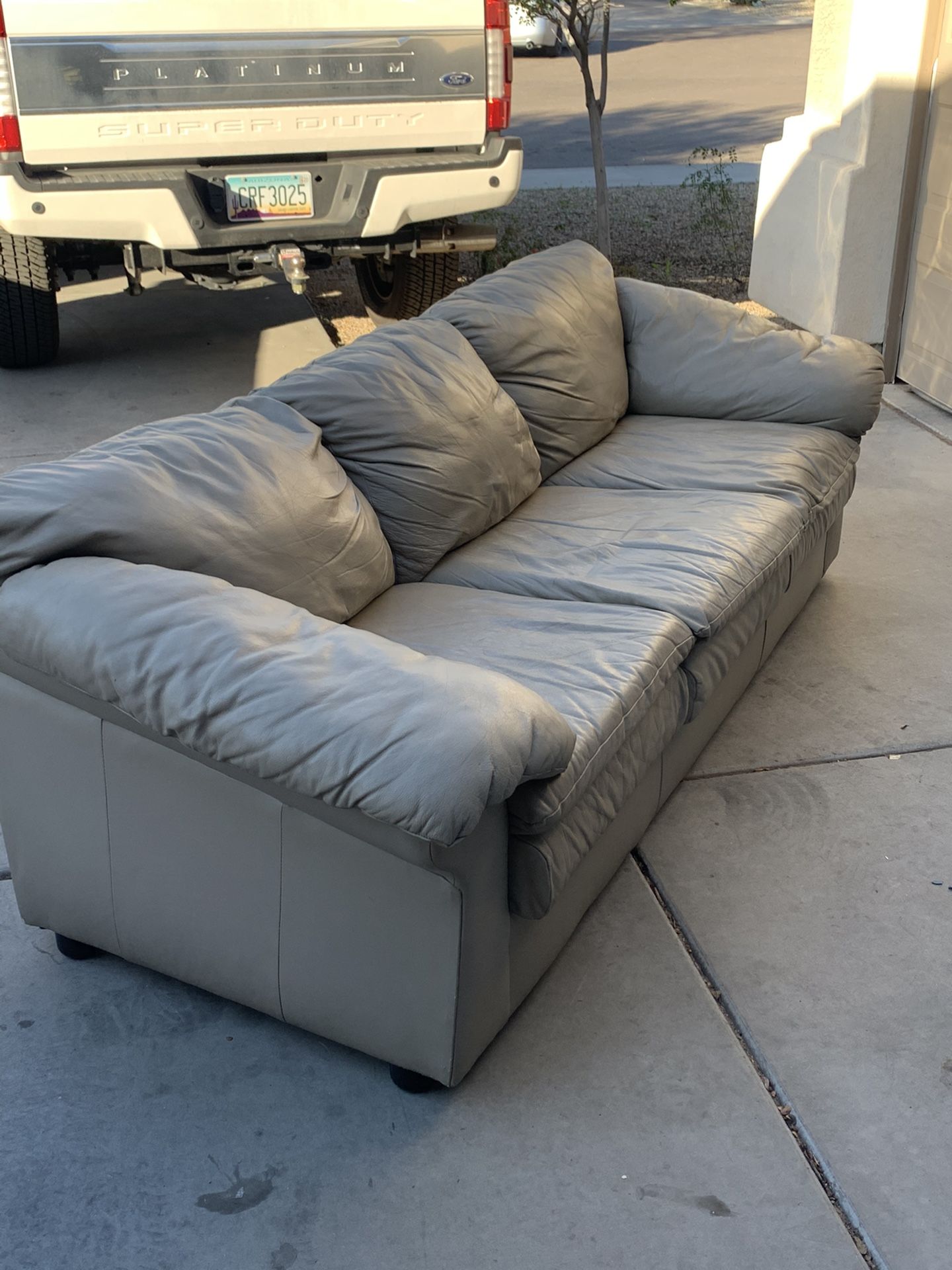 Sealy Contemporary Buff Leather Sofa Couch Absolutely Real Leather ...