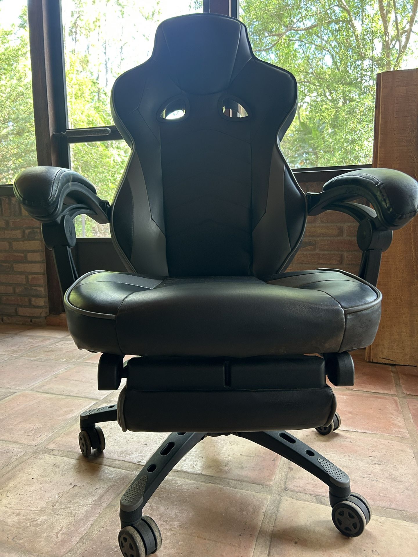 Techni Mobili Executive Office or Gaming Chair with Footrest, Padded PU ...