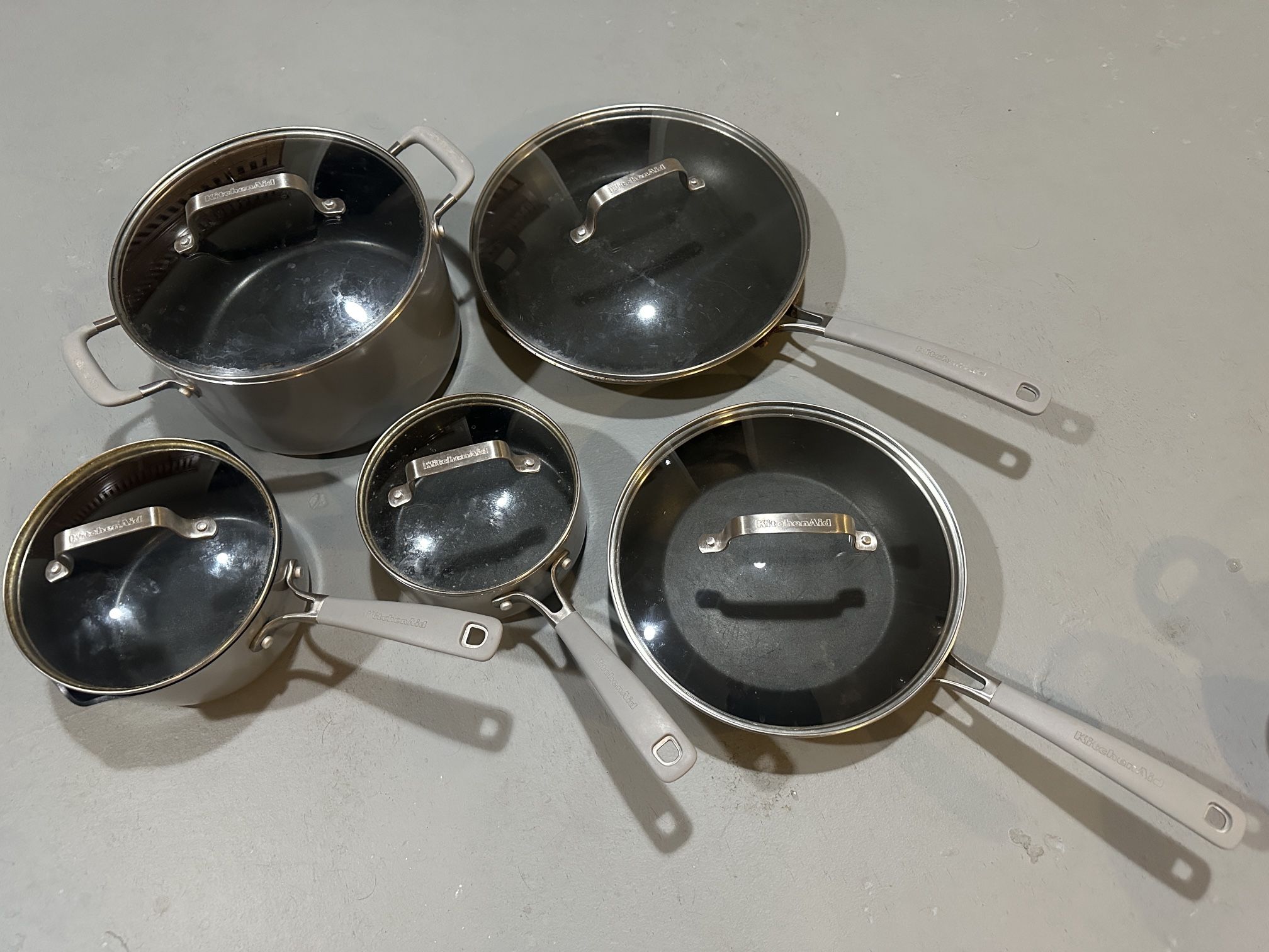 Kitchen Aid Pots and Pans with Lids for Sale in Monee, IL - OfferUp