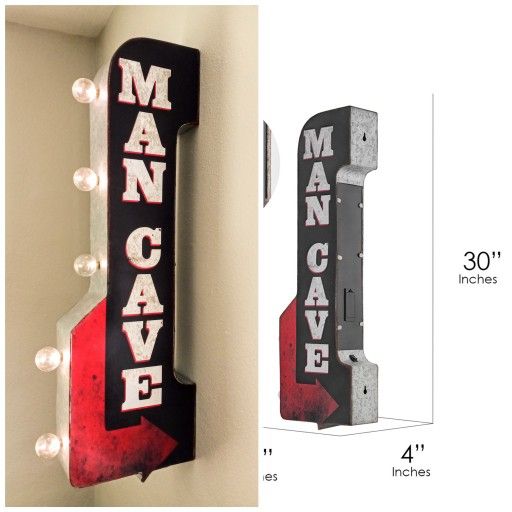 Man Cave Distressed Metal Lighted Bar Beer Cave Pub Light Sign New LED ...
