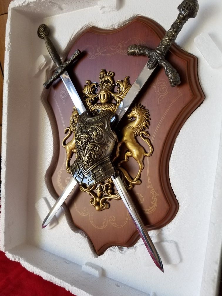 Medieval Knight Armor With Twin Cross Swords Wall Plaq for Sale in ...