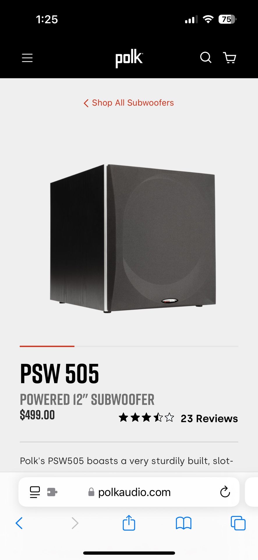 Polk Audio PSW 505 300 Watts Subwoofer for Sale in Las Vegas, NV - OfferUp