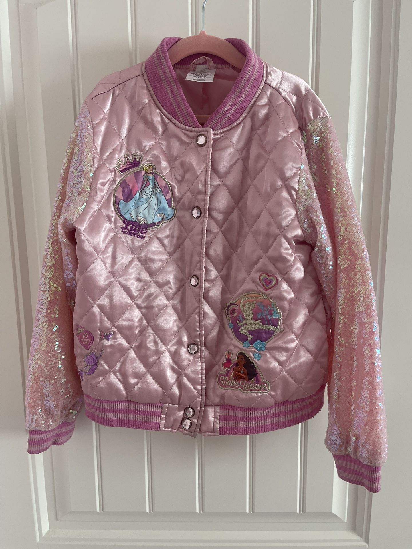 Disney Princess Pink Girls Sequin Varsity Jacket for Sale in Menifee ...