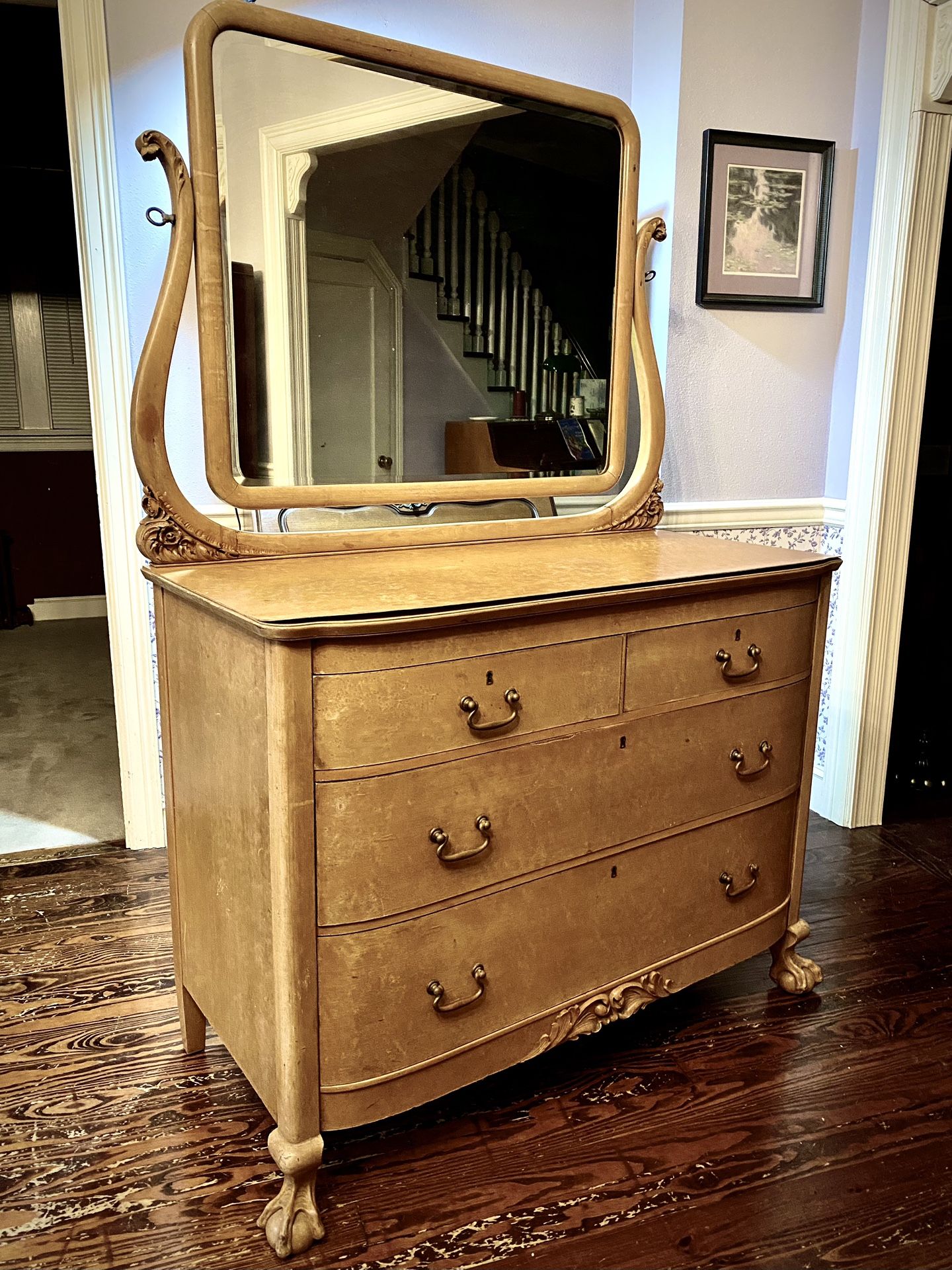 Antique Birdseye Maple Claw and Ball Dresser w/optional Mirror for Sale ...