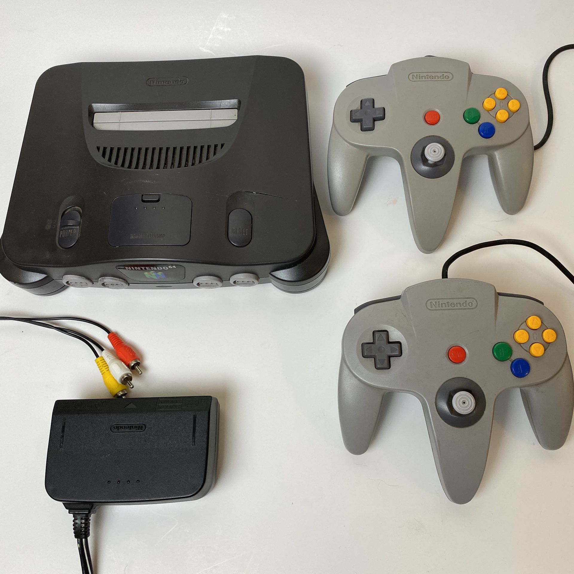 Nintendo 64 Charcoal Grey Console System + 2 N64 Controllers (Tested ...