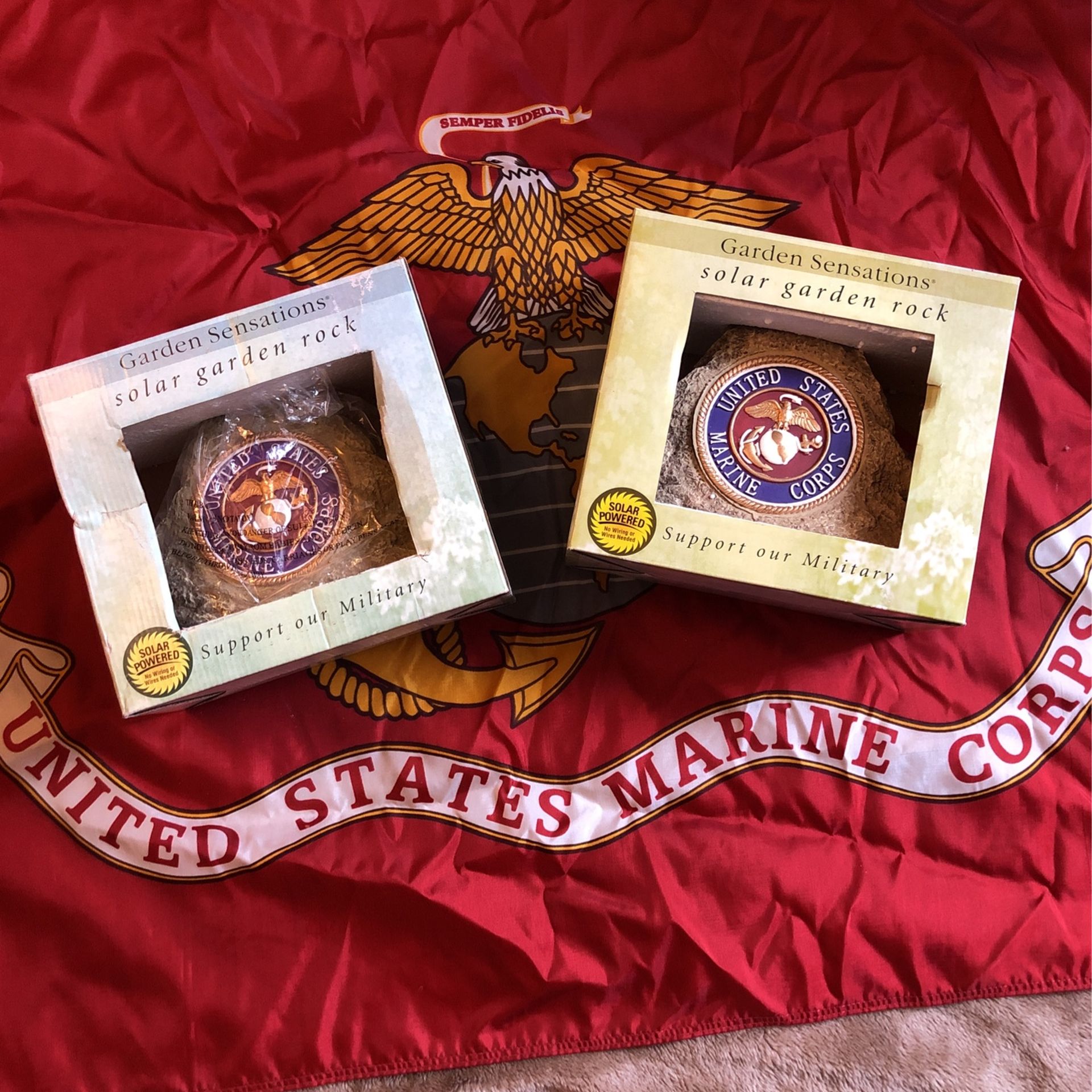 USMC Solar garden Rock (2) for Sale in Poway, CA - OfferUp