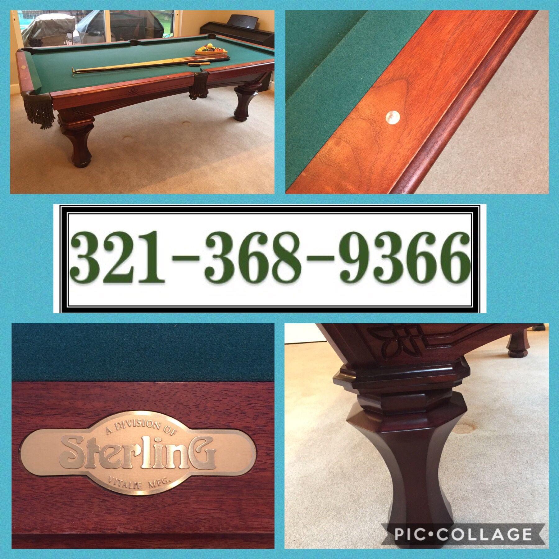 8 ft. Peter Vitalie “Caswell” Slate Pool Table—Install & New Felt ...