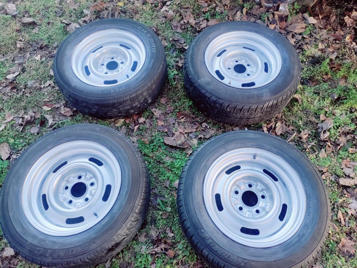 Original GM Chevy Rally Wheels With Caps Tires Rings Five Lug for Sale ...