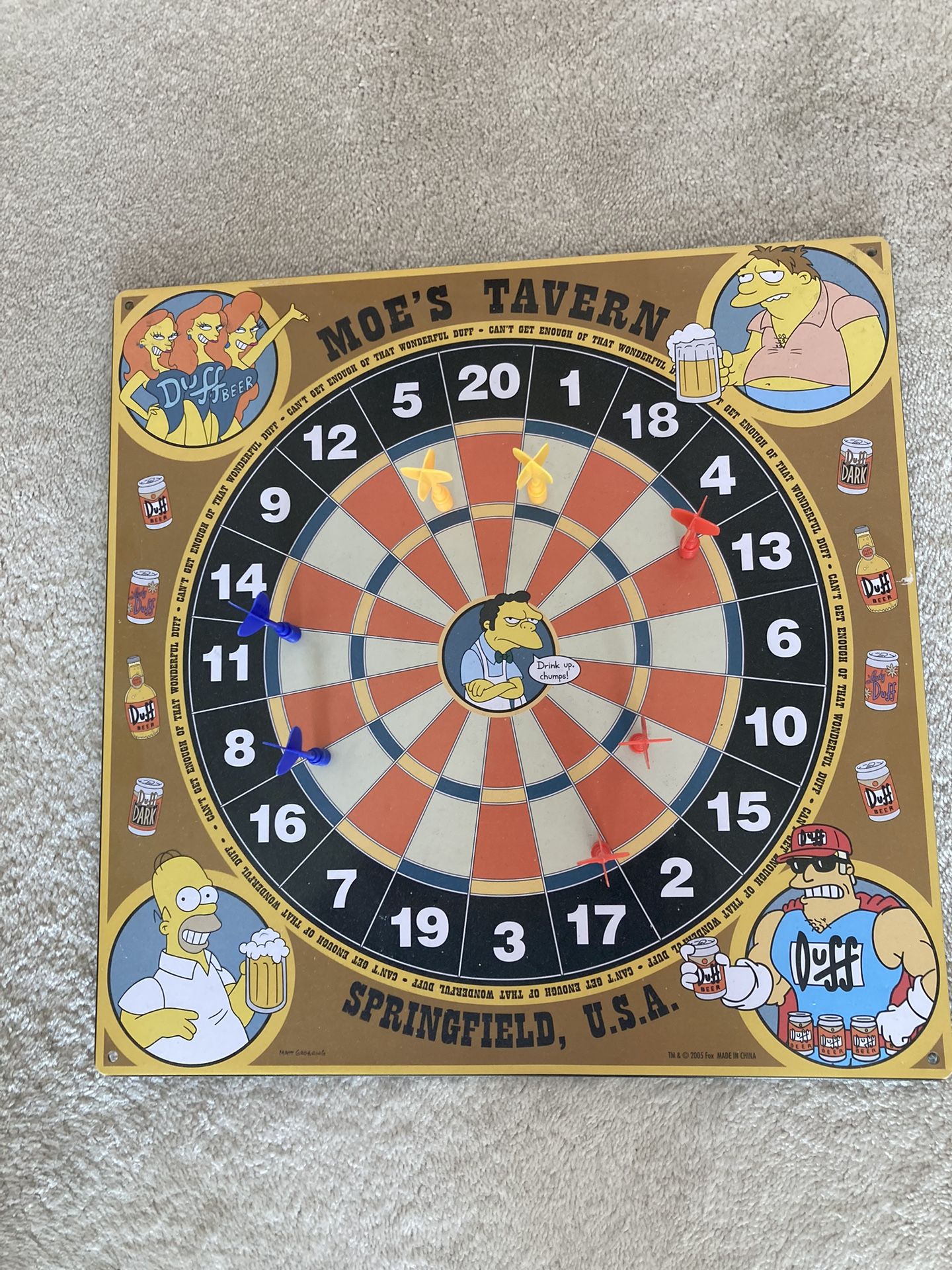 Vintage 2005 The Simpson’s Moe’s Tavern Magnetic Dart Board - Duff Beer ...