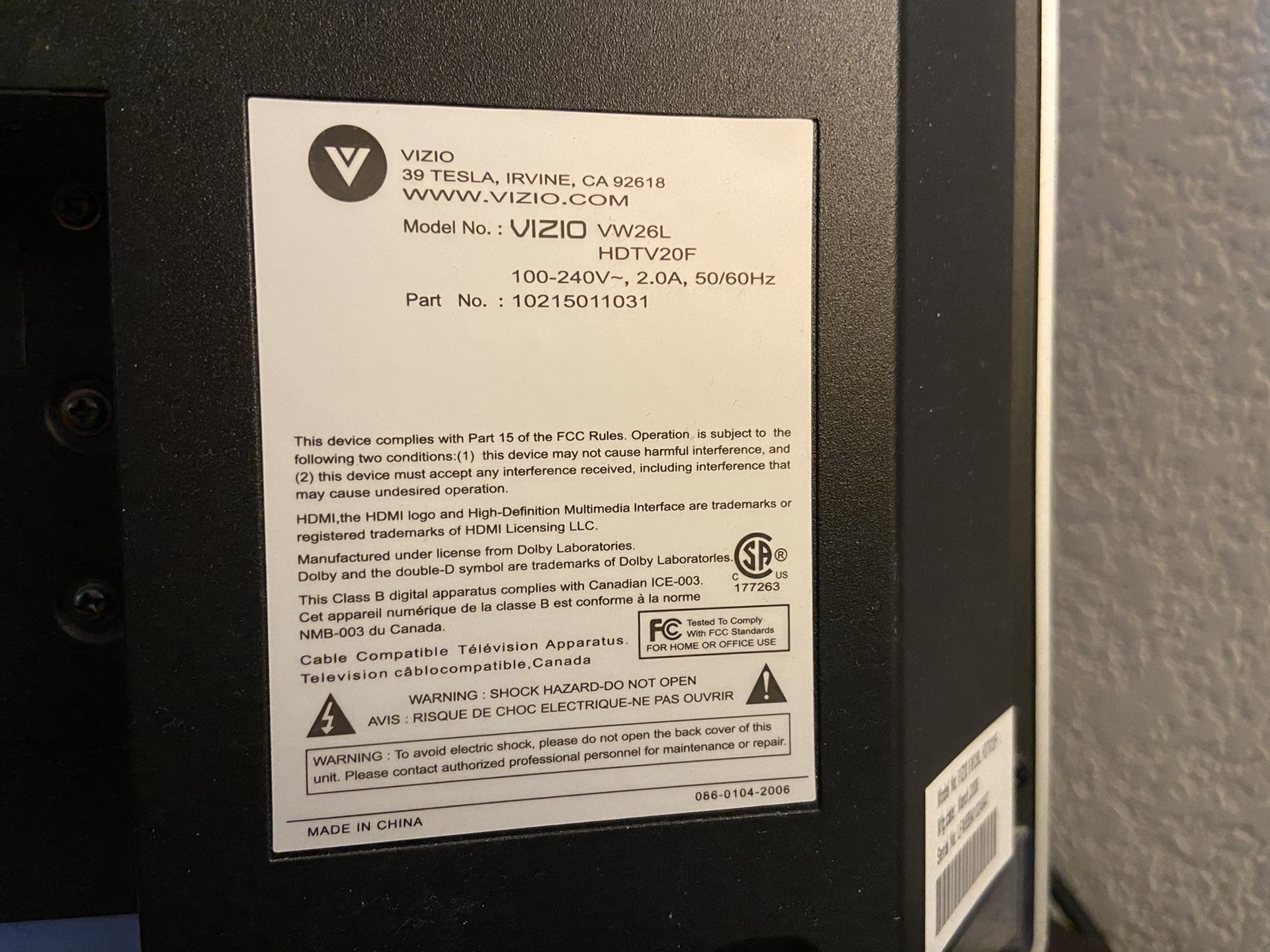 30 inch VIZIO TV / monitor for Sale in Chandler, AZ - OfferUp