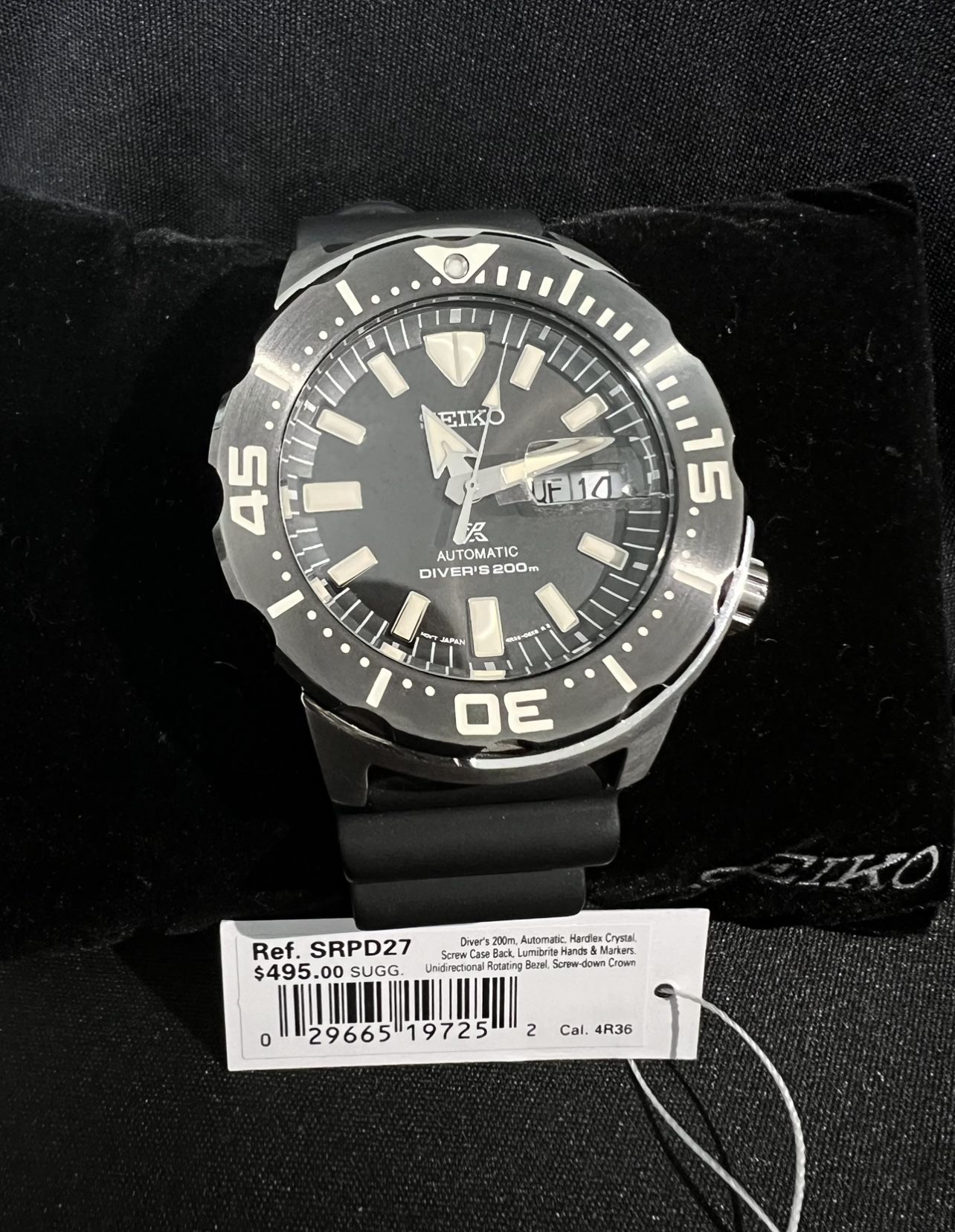 Seiko Prospex SRPD27 Mens Divers Automatic Watch Lume *Black Monster ...