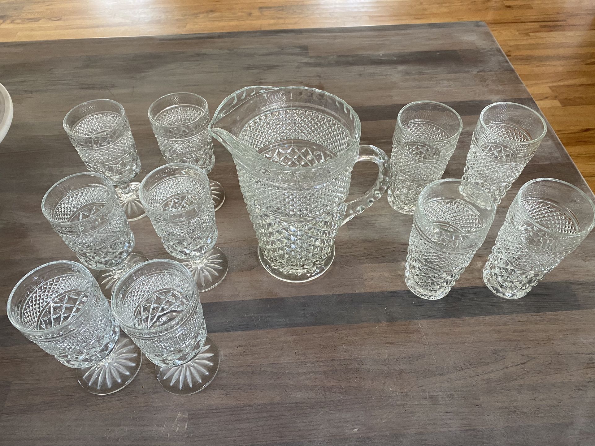 Vintage Wexford Glassware; Diamond Cut Point Anchor Hocking Stemware ...
