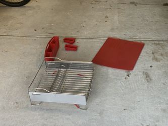 KitchenAid 5 Piece Dish Drying Rack Red and Silver Complete Set Rare ...