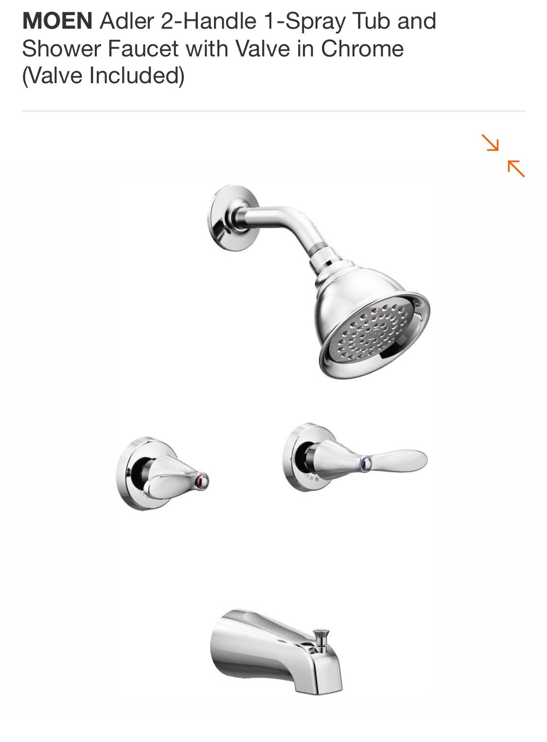 MOEN Adler 2-Handle 1-Spray Tub and Shower Faucet with Valve in Chrome ...