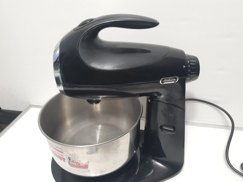 Sunbeam-4 Qt. 12-Speed Stand Mixer Stainless Steel Bowl-Chrome Beaters ...