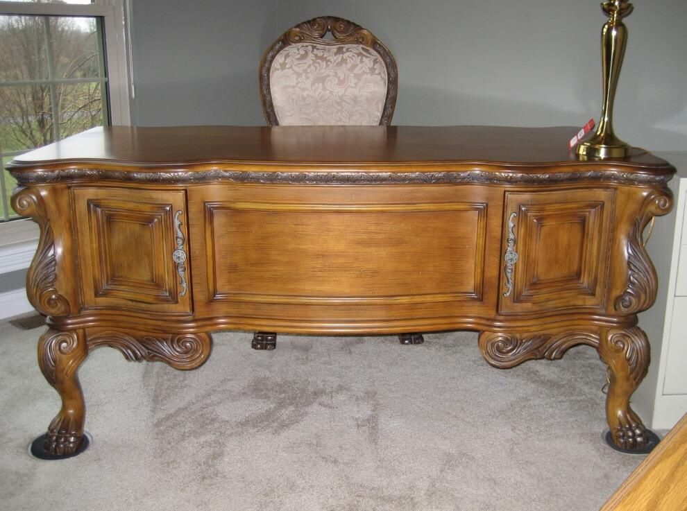 AICO Paradisio Claw Foot Desk Michael Amini Signature Series inlaid ...