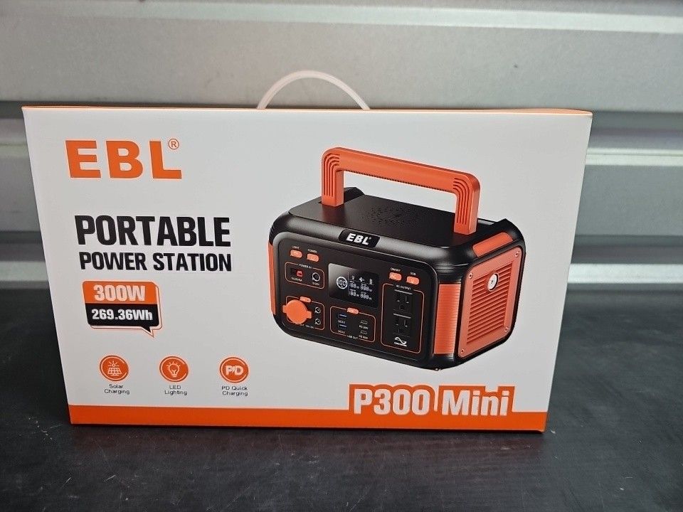 EBL Portable Power Station 300W(Peak 600W), 269.36Wh Lithium Battery Camping Solar Generator for ...