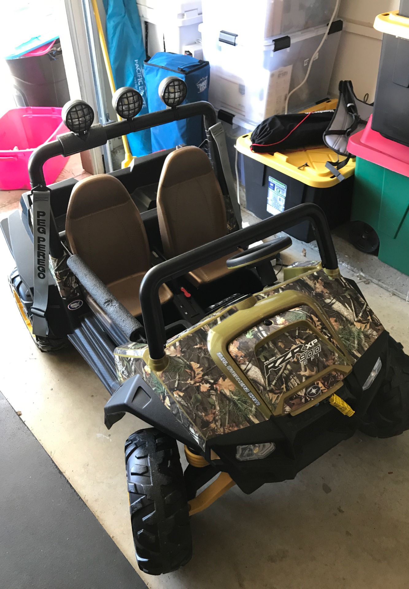Peg Perego Polaris RZR 900 camo with working lights, extra wheels and ...