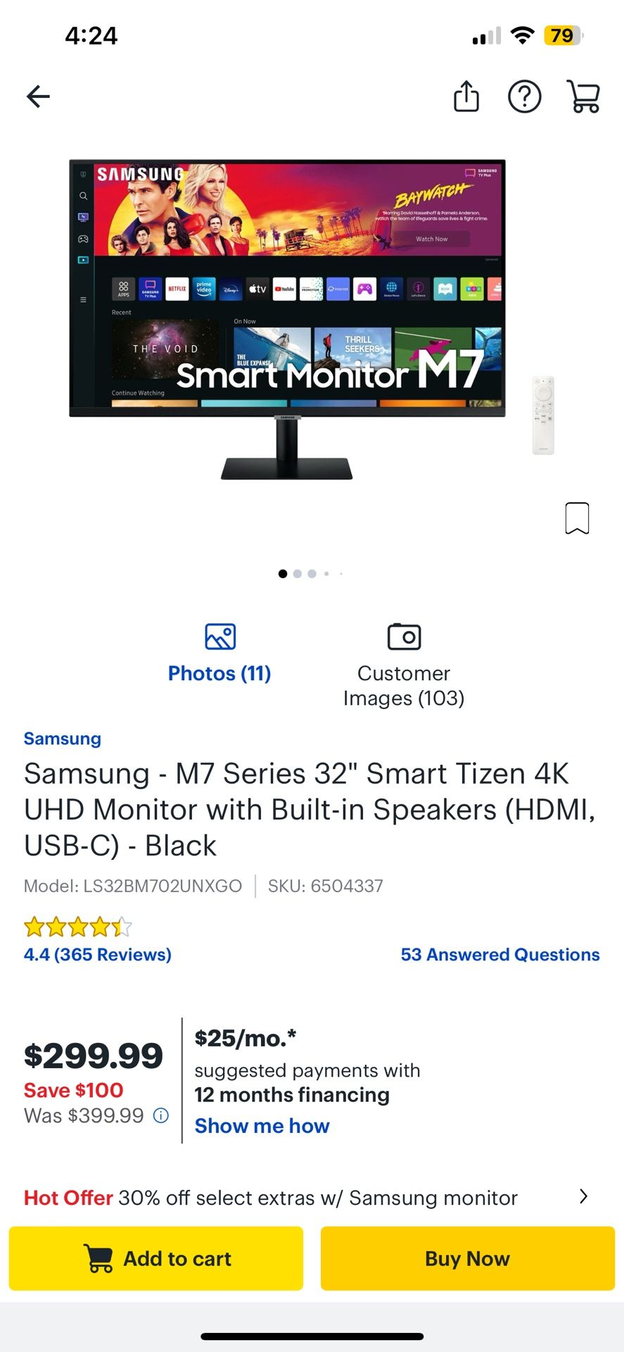 Samsung - M7 Series 32" Smart Tizen 4K UHD Monitor PRICE CAN NEGOTIATE ...