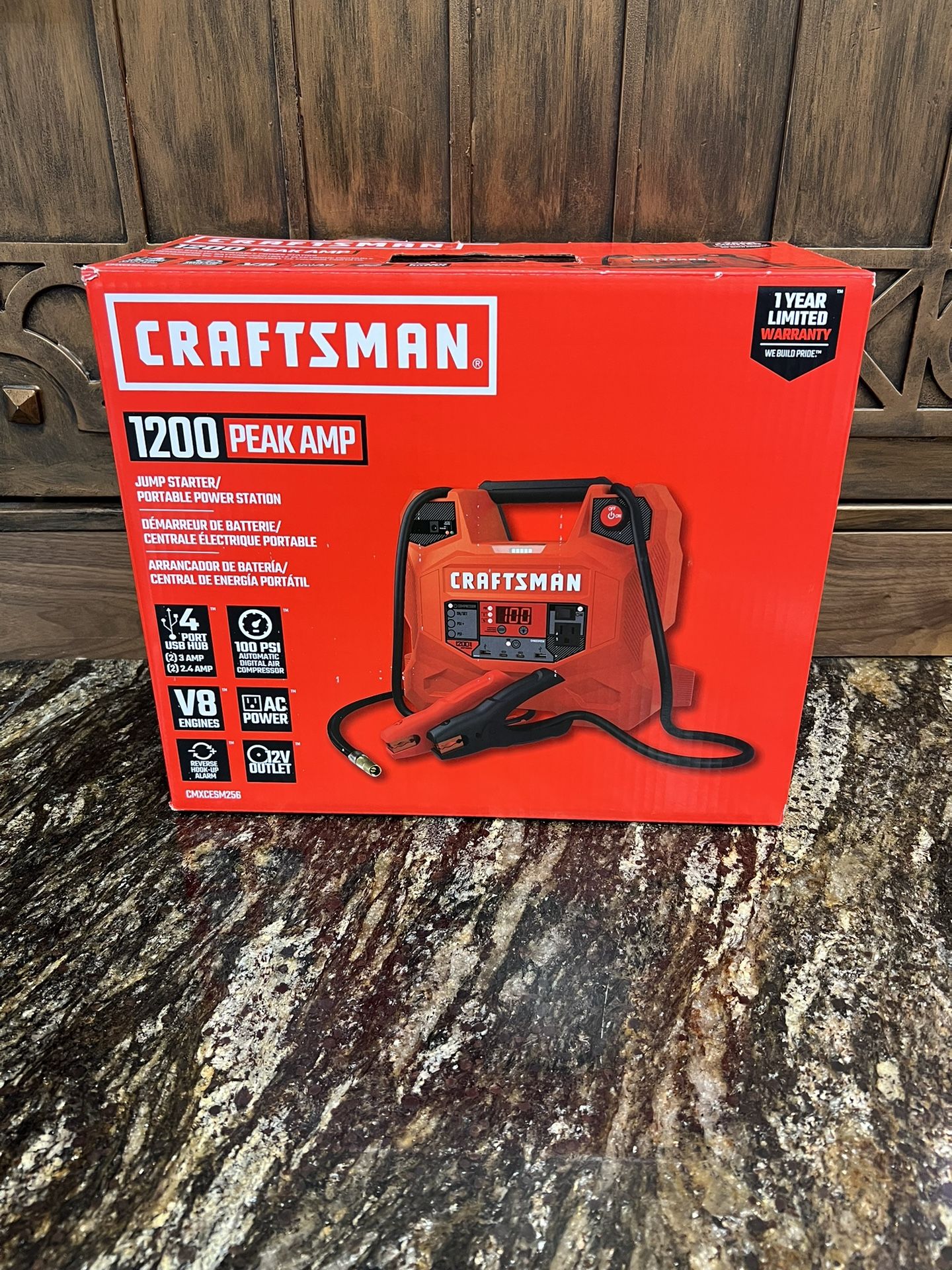 CRAFTSMAN 1200 Peak Amp Jump Starter and Portable Power Station ...