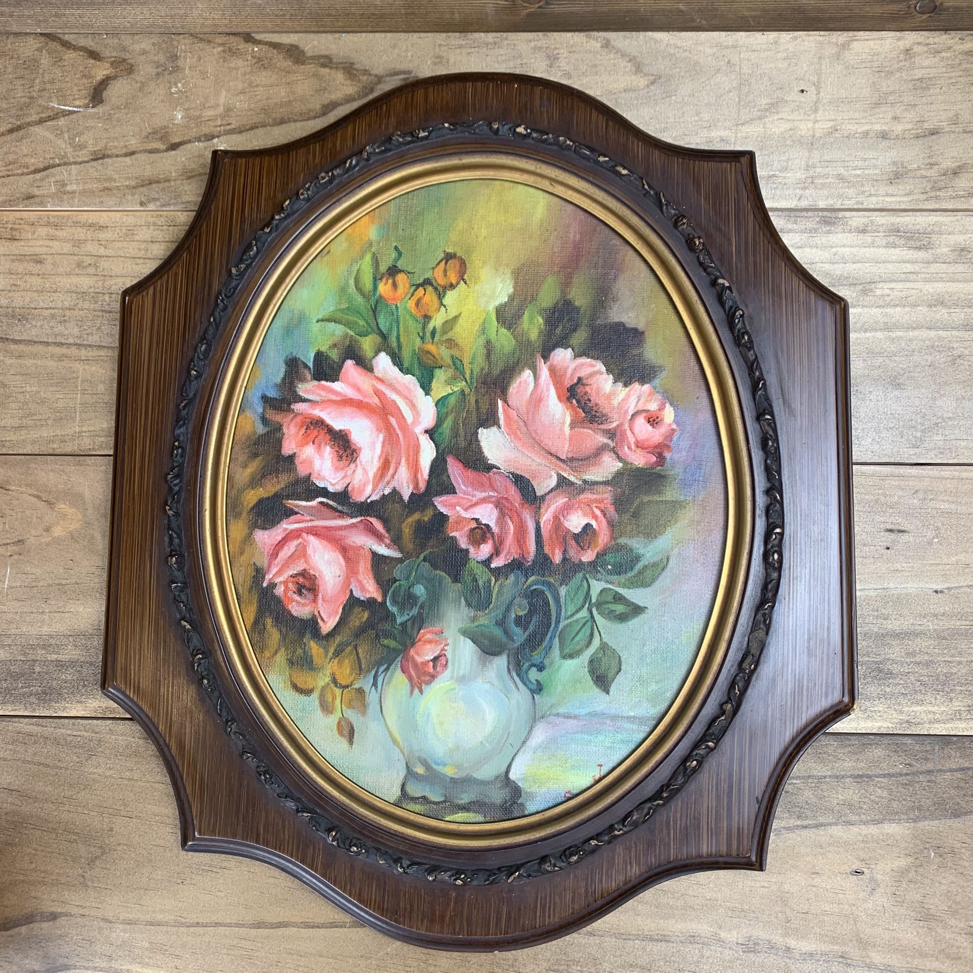 Vintage Original Signed Pink Floral Painting (18” x 15”) for Sale in ...