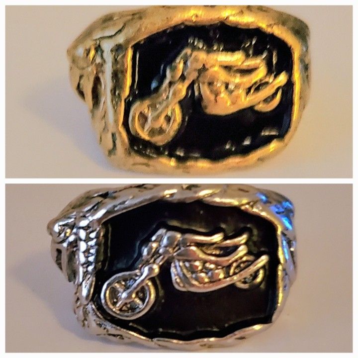 Stainless Steel Gold(size10) And Silver(size 7) Motorcycle Rings for ...