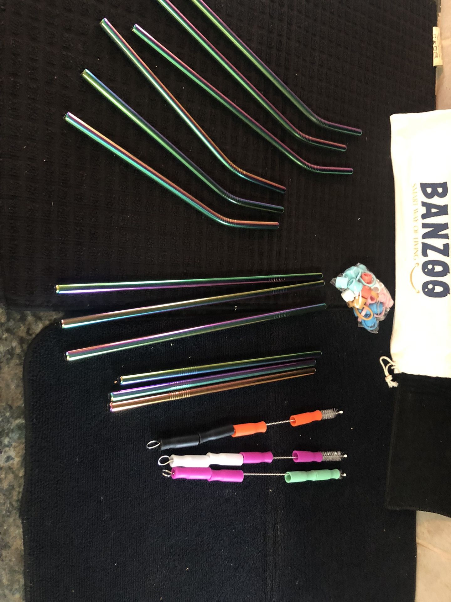 Banzoo Reusable Stainless Steel Tumbler Rainbow Straws- Set Of 12 for ...