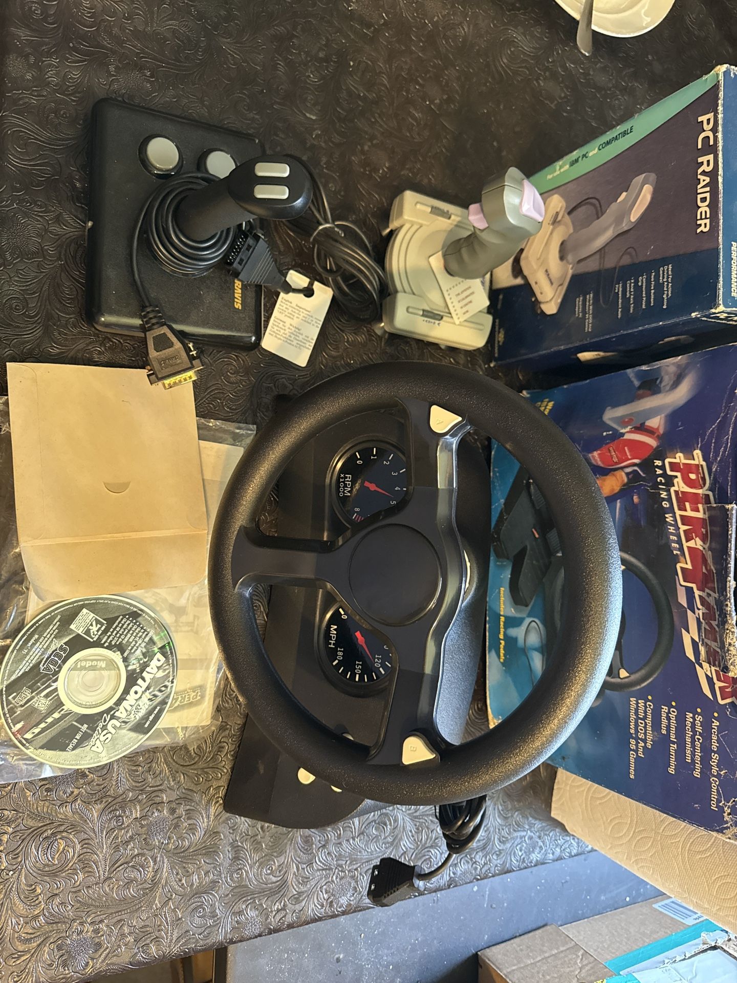 Computer racing wheel and joysticks with sega nascar for Sale in ...