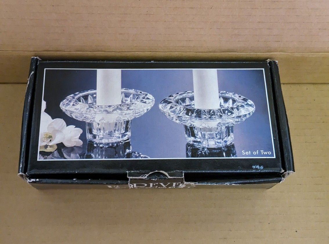 Crystal Forever Crystal Set Of Two Round Scalloped Design With Base 3.5 ...