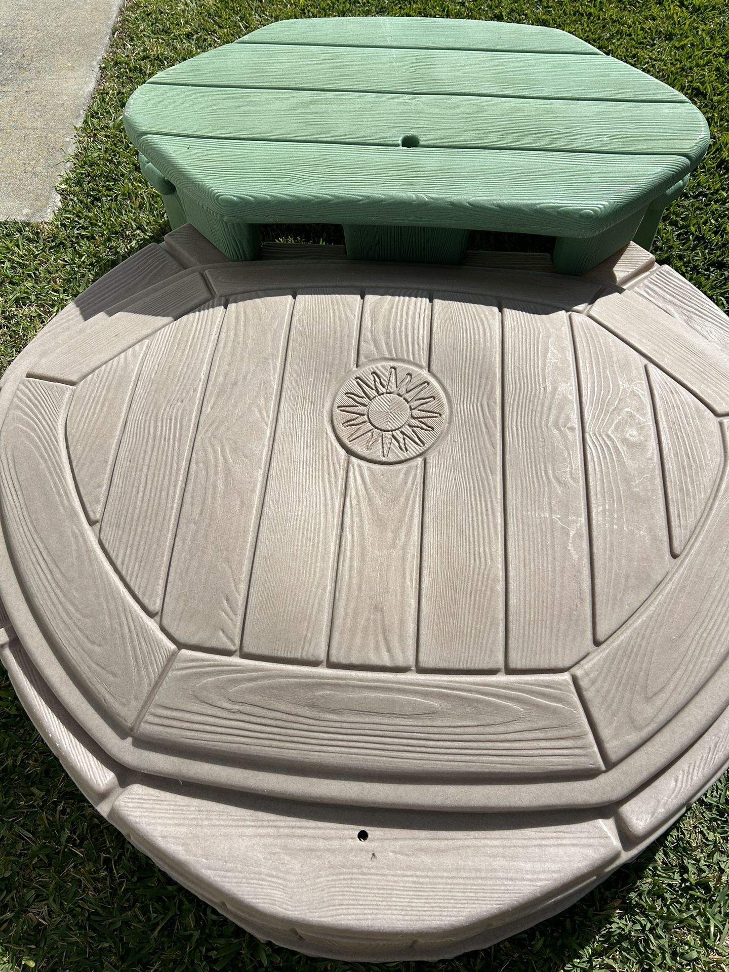 Step2 Kids Covered Sandbox With Attached Table And Bench for Sale in ...