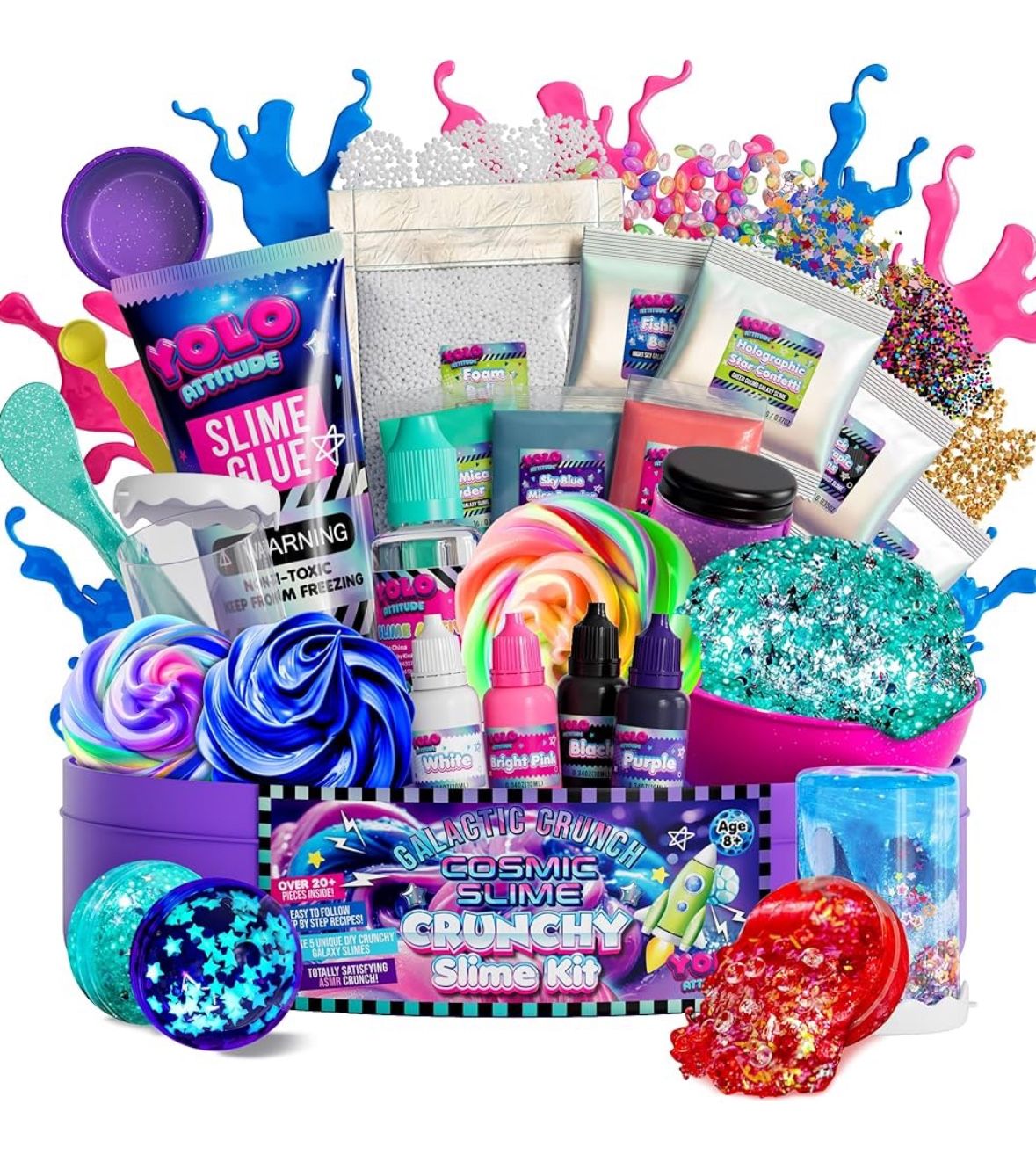 Galaxy Slime Kit for Kids Ages 8-12 - DIY Space Slime Set with Glow-in ...