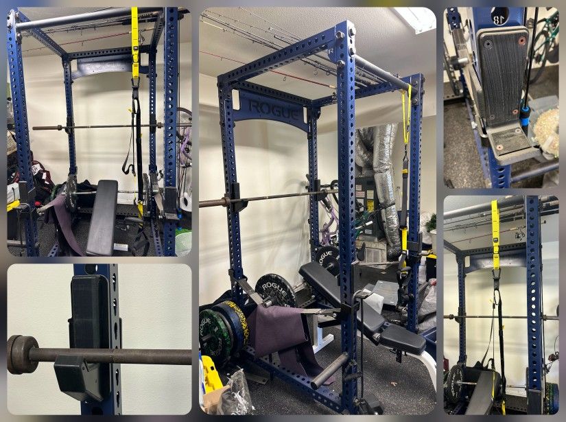 ROGUE FITNESS HOME GYM - RM4 Monster Squat Rack w Extras Weight Set ...