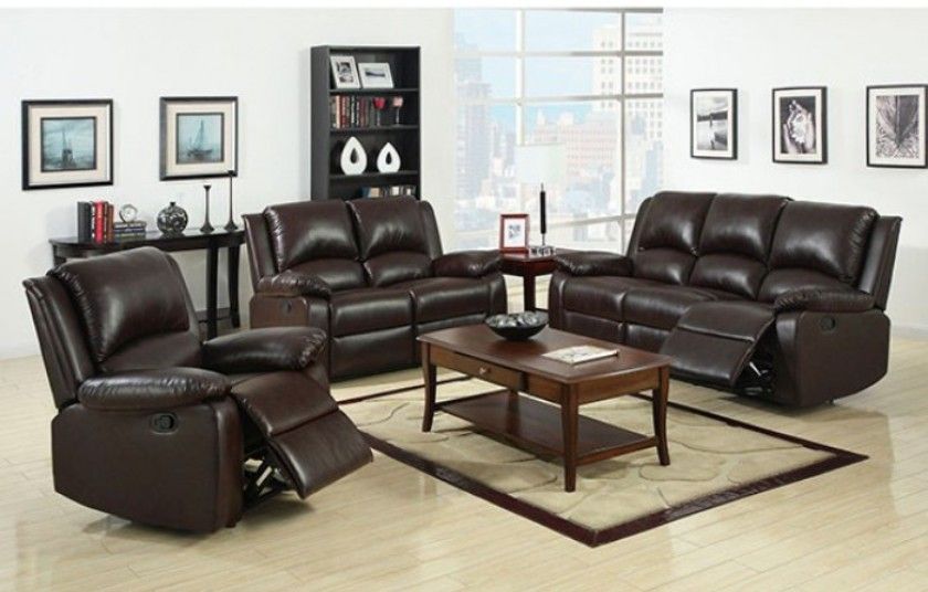 Brand New Rustic Brown Leather 3pc Reclining Sofa Set for Sale in Yorba ...