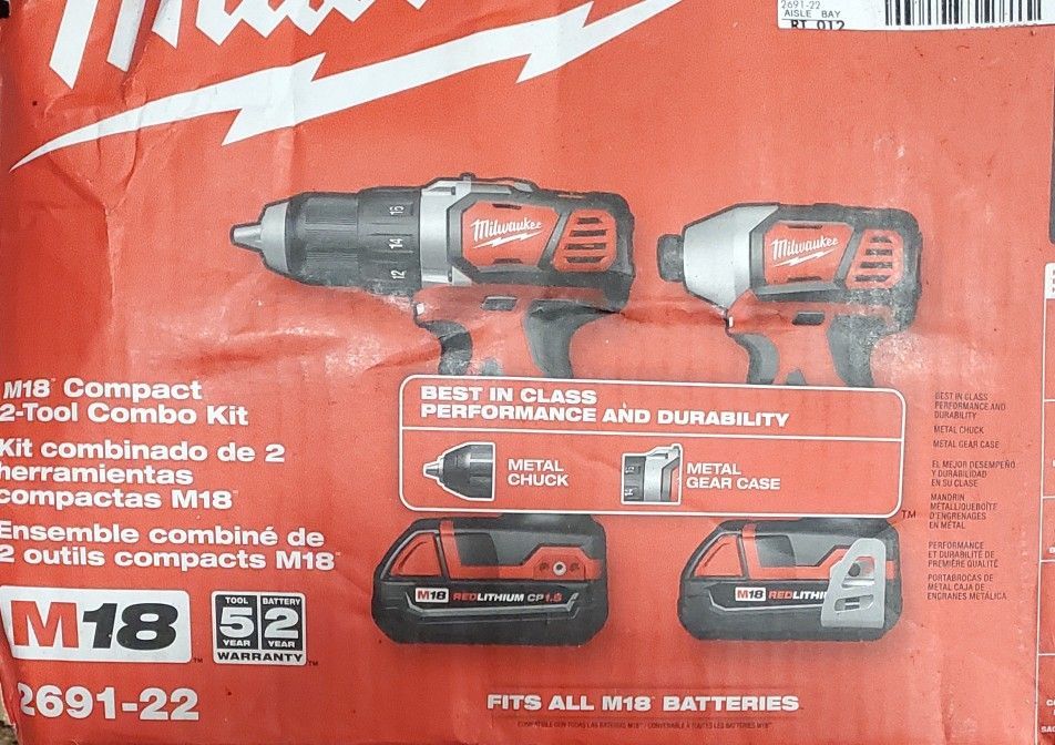 Milwaukee Compact /Drill Combo Kit M18 2 Battery And Charger for Sale ...
