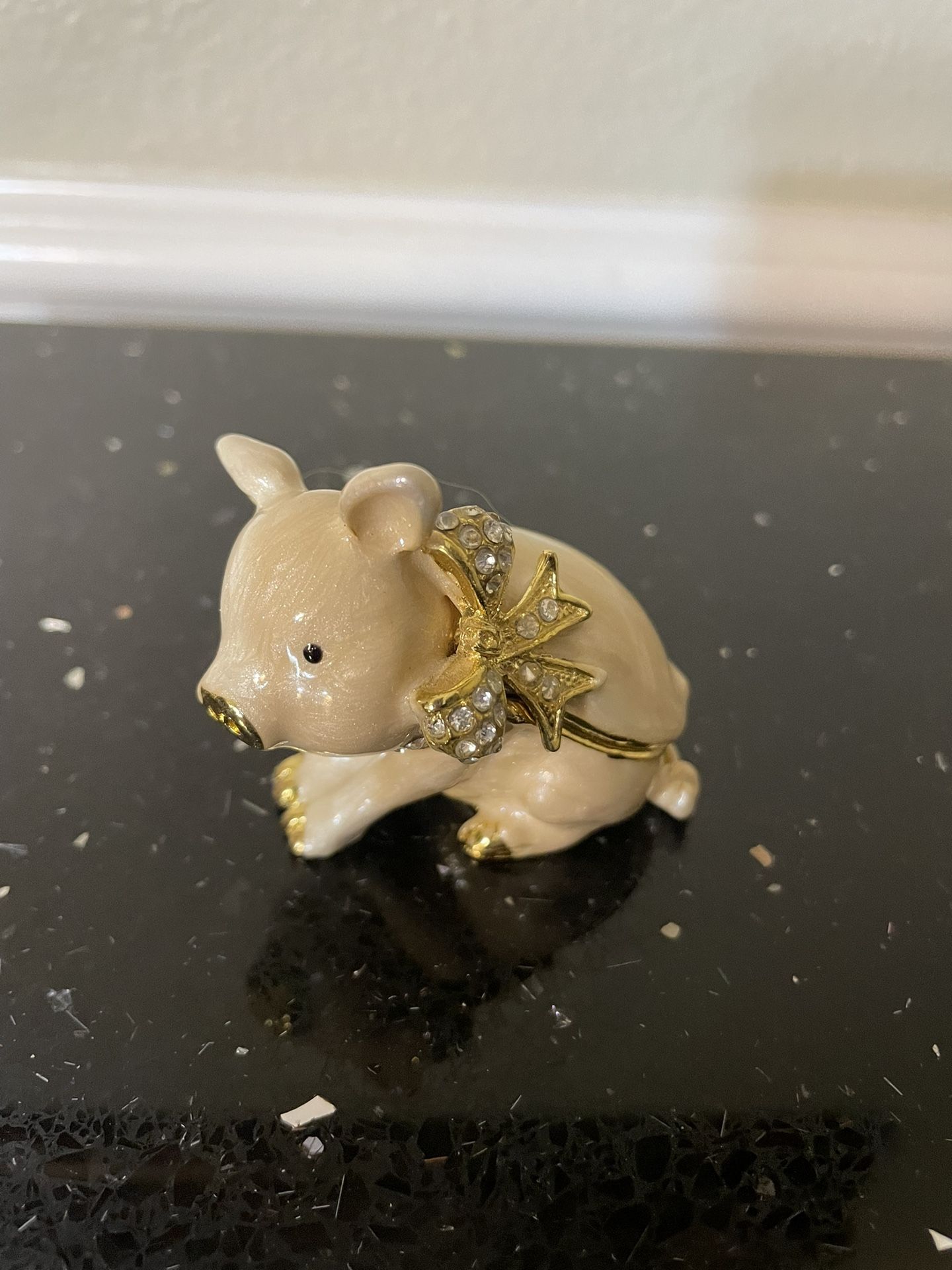 Jeweled Rhinestone Metal Enamel Jewelry Keepsake Trinket Box Pig ...