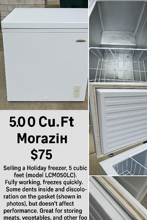 Holiday Chest Freezer 5.0 Cu. Ft- $75 for Sale in Fort Walton Beach, FL ...