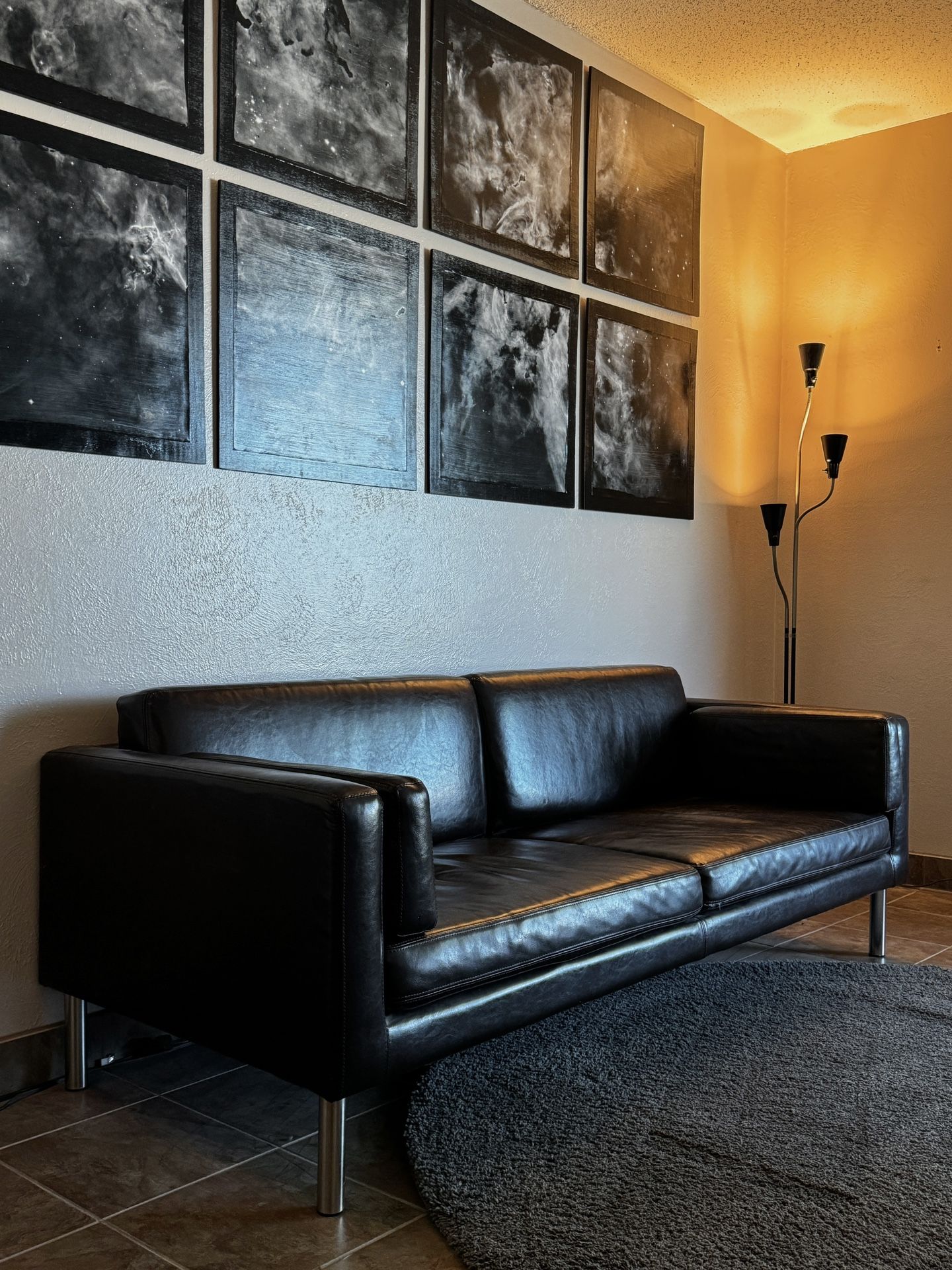 IKEA Sater Black Brown Synthetic Leather Couch Sofas Couches