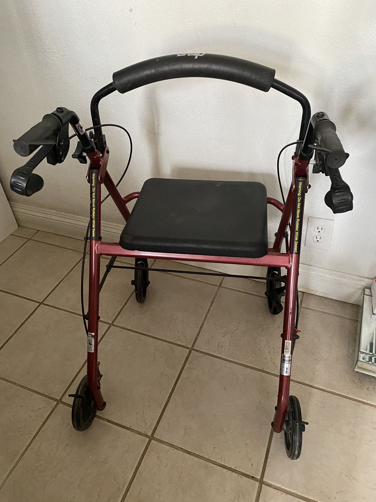drive Walker with Seat and Wheels - Red, 300 lb Capacity for Sale in ...