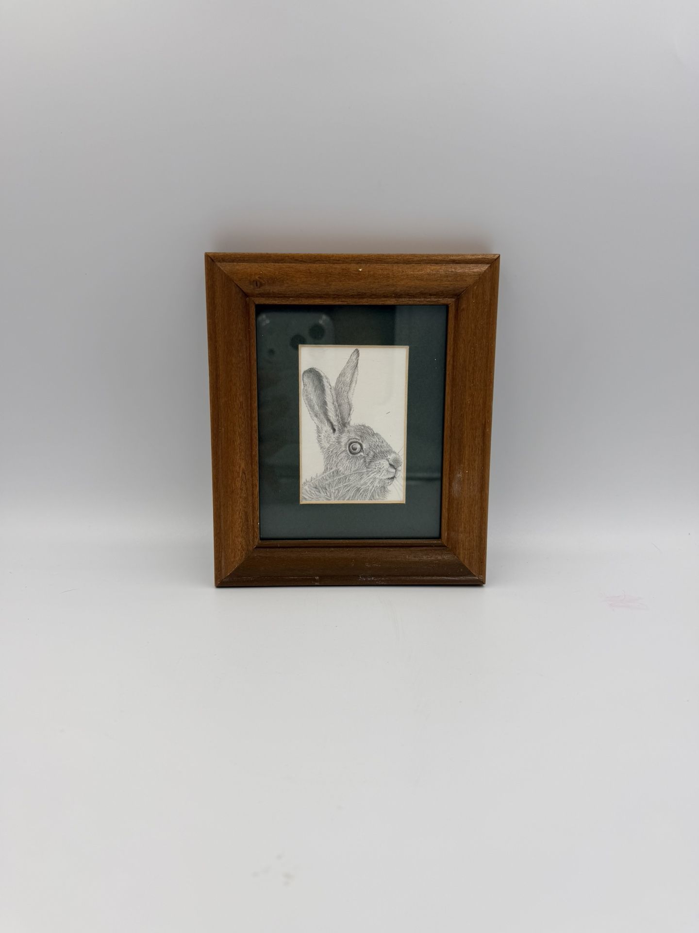 Vintage Wooden Framed of Original graphite drawing of rabbit Painted on ...
