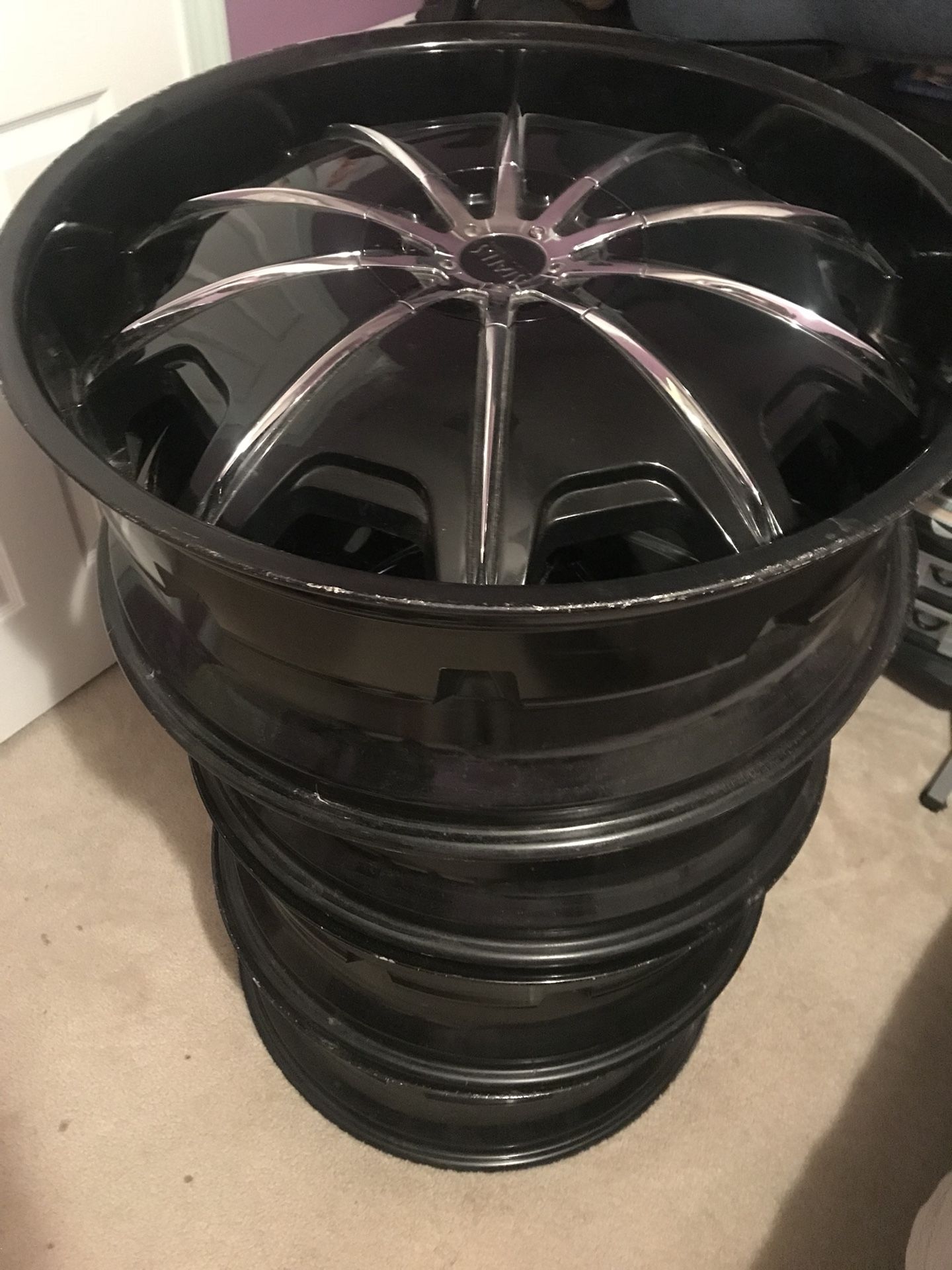 24” Status Black Chrome Alloy Rims (1st come 1st serve) for Sale in ...