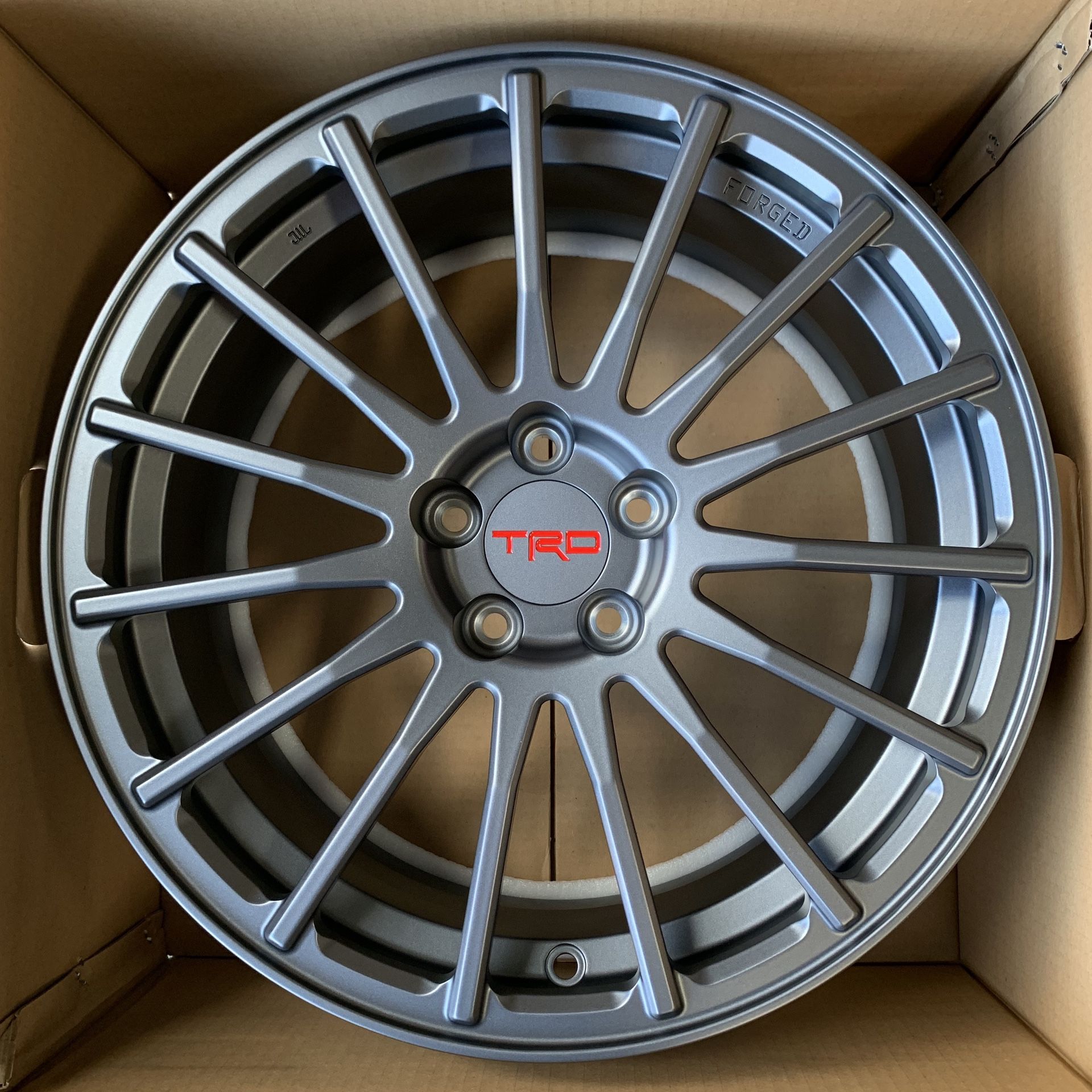 4 Genuine TRD Rims 17 x7.5 +43 forged Gunmetal matte Gray wheels 5x100 ...