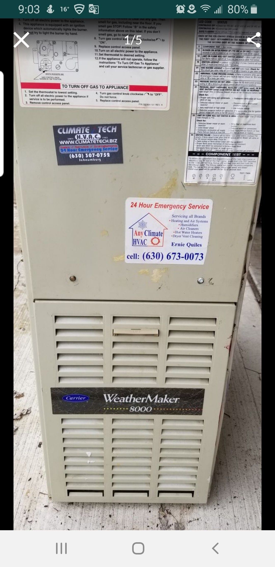 furnace gas weathermaker 8000 for Sale in Streamwood, IL - OfferUp