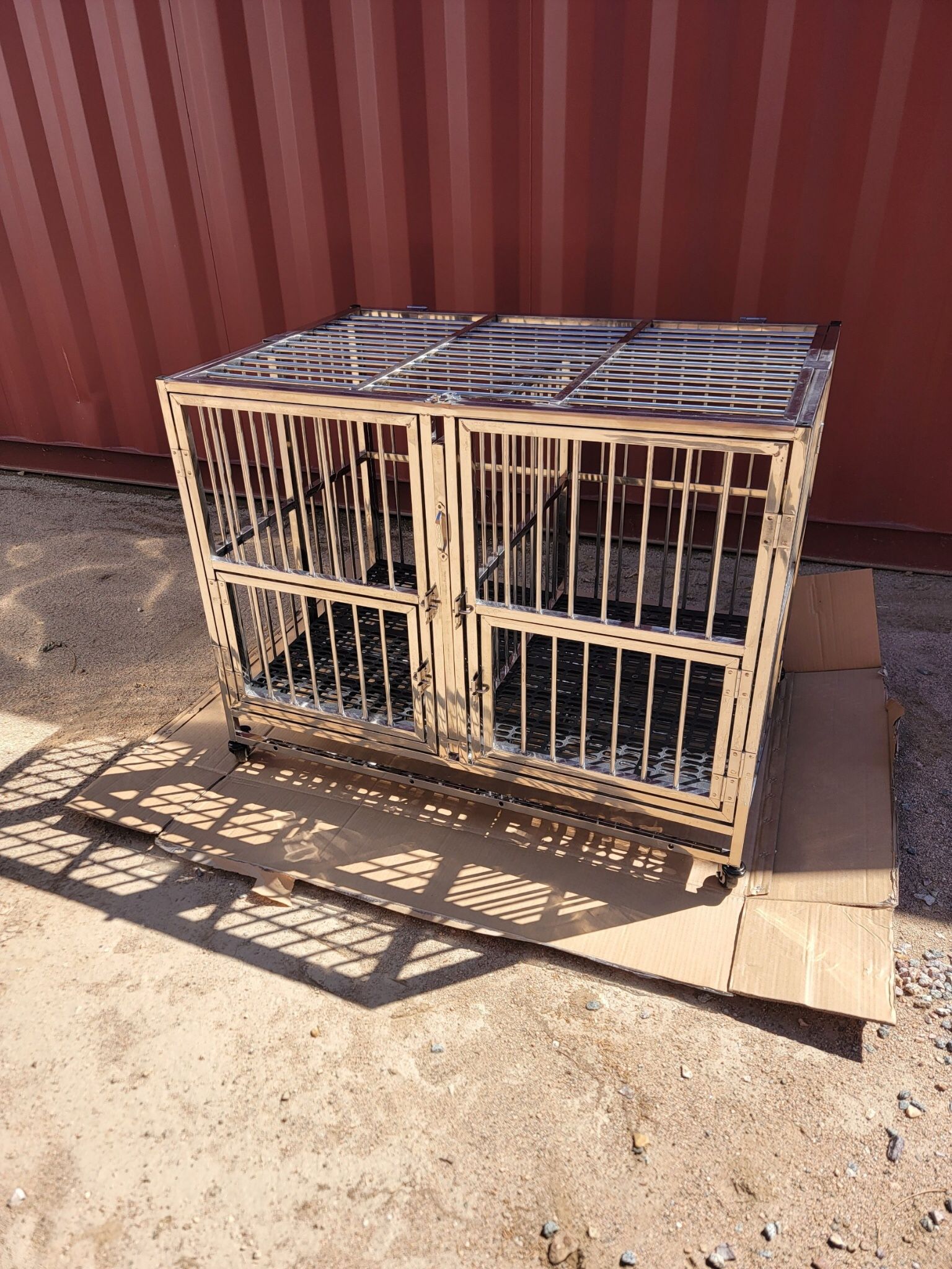 43” Large Heavy-Duty Dog Cage Dog Kennel; Foldable, Stackable Up To 3 ...