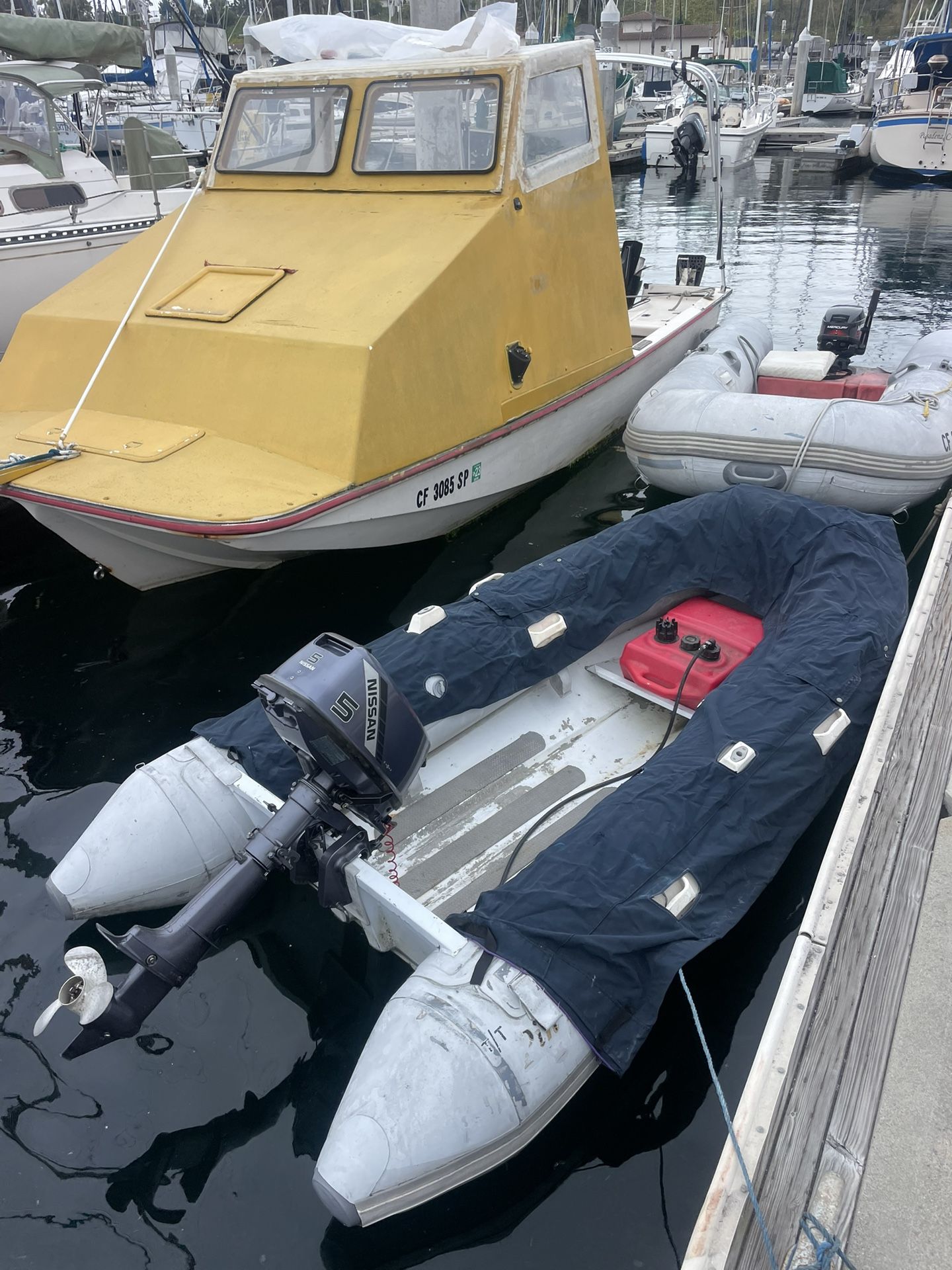8’ Hard, Bottom Dinghy with a 5 Hp Nissan Two-Stroke Outboard For Sale ...