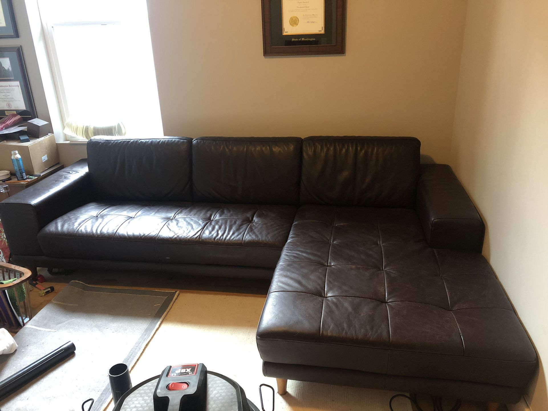 Kassala Leather Couch Sofa chaise sectional for Sale in Tacoma, WA ...