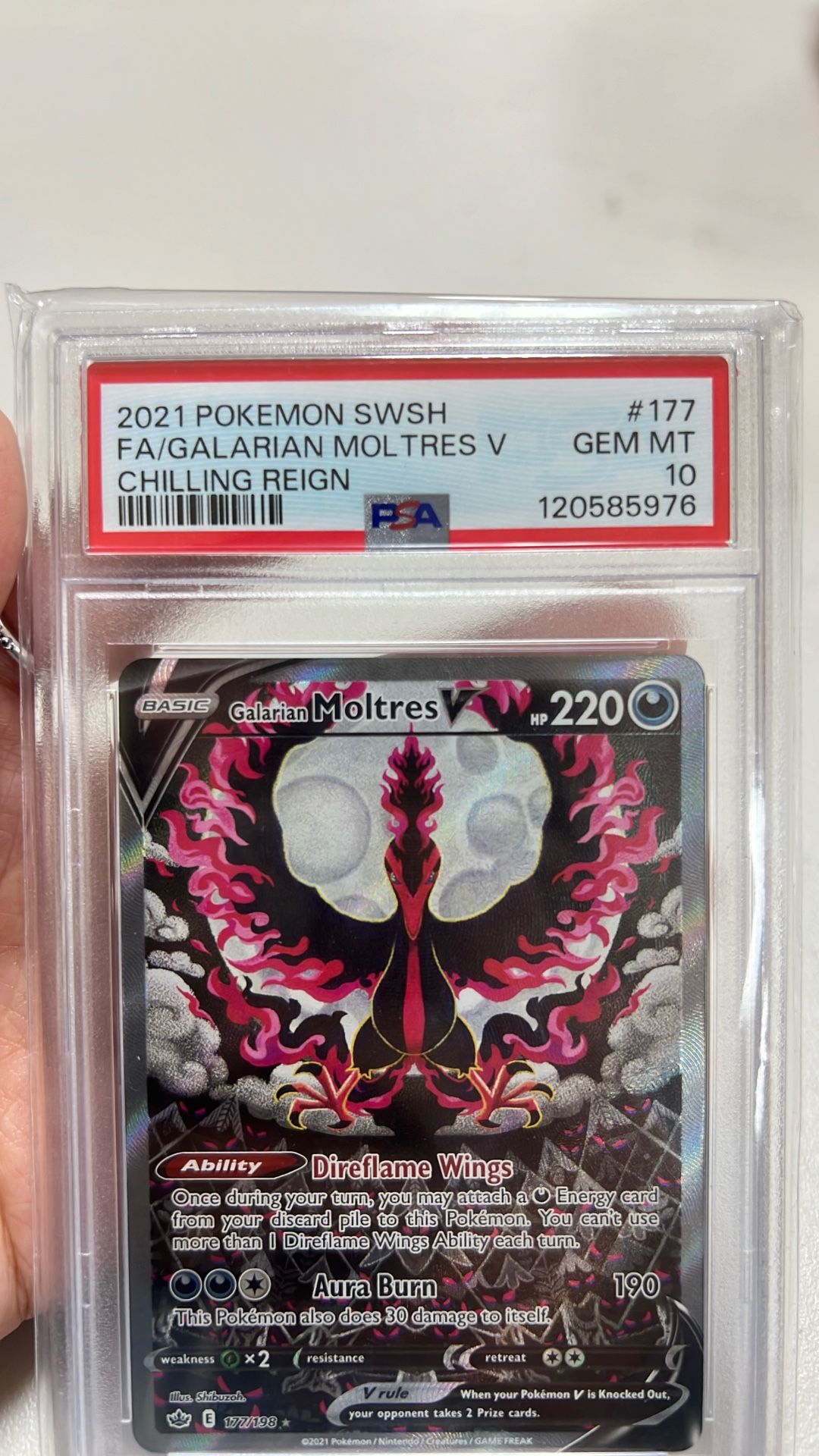 Galarian Moltres V Chilling Reign PSA 10 Graded Card for Sale in ...
