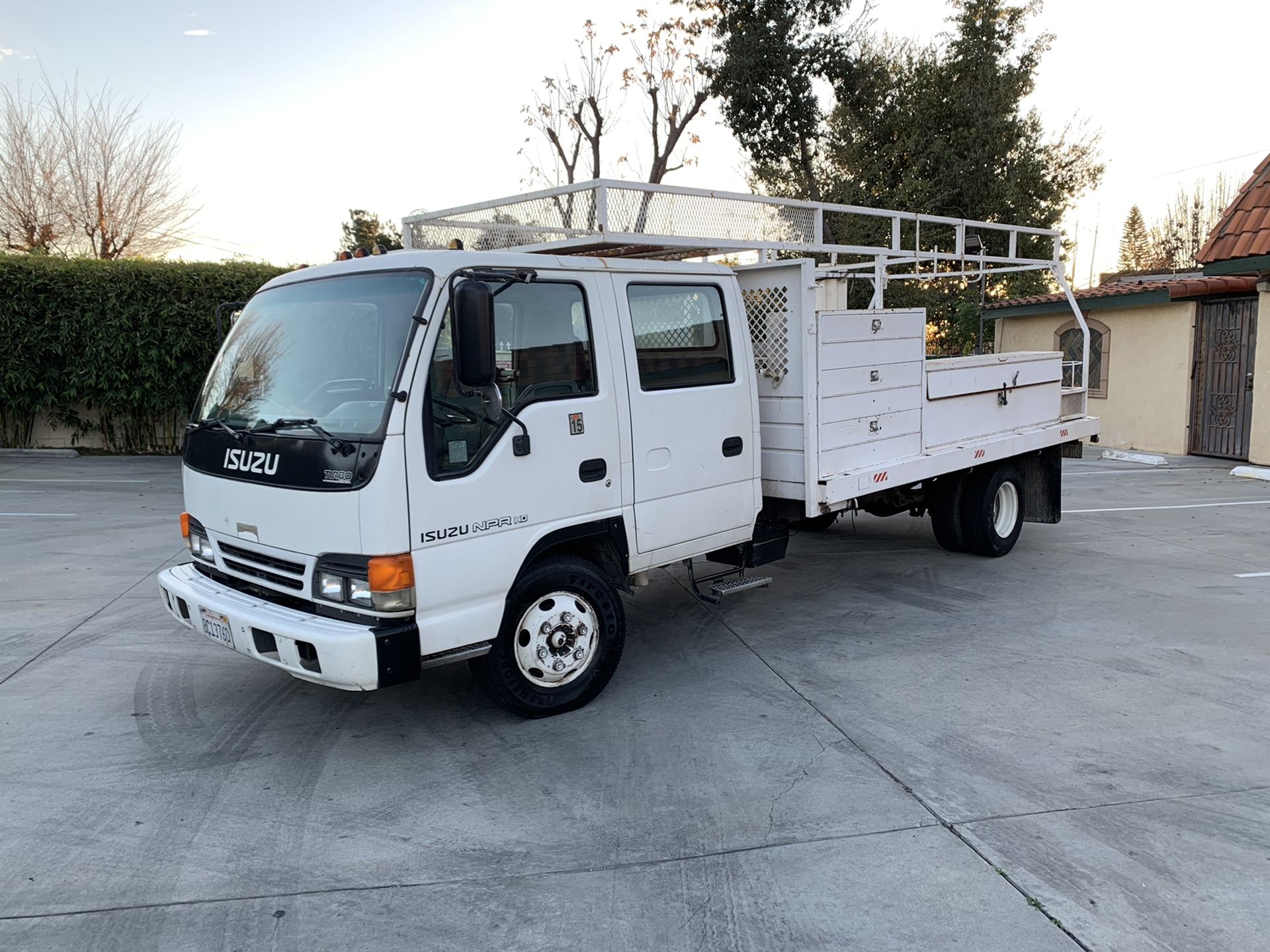 2002 Isuzu NPR Diesel 4 door 12 foot flatbed utility truck runs great for Sale in El Monte, CA ...